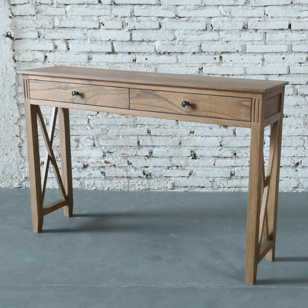 Devon 2 Drawer Console Table 120x30x80cm Walnut; ETA Early July – CDSI PTY LTD (trading as J.Elliot)