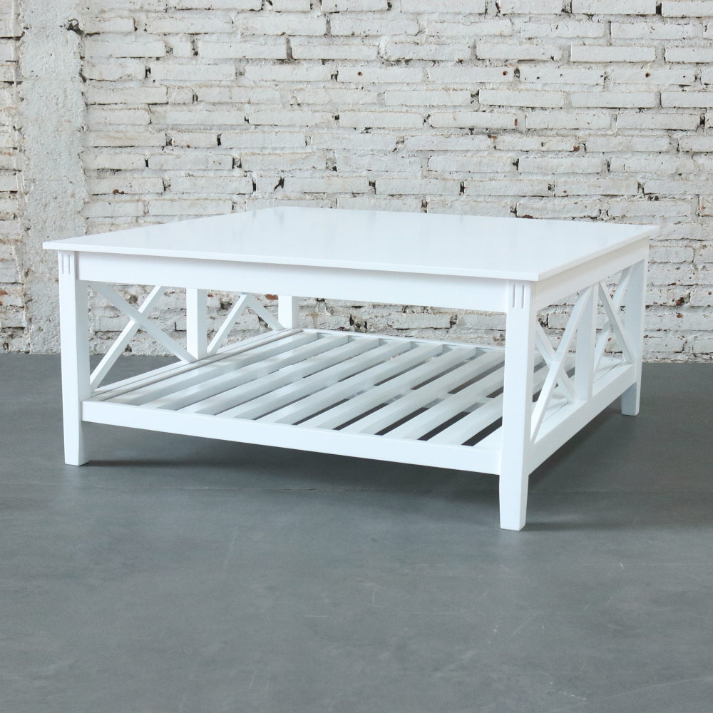 Devon Coffee Table with Shelf 100x100cm White – CDSI PTY LTD (trading ...